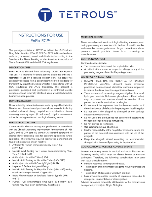 EnFix RC® - Tetrous, Inc.